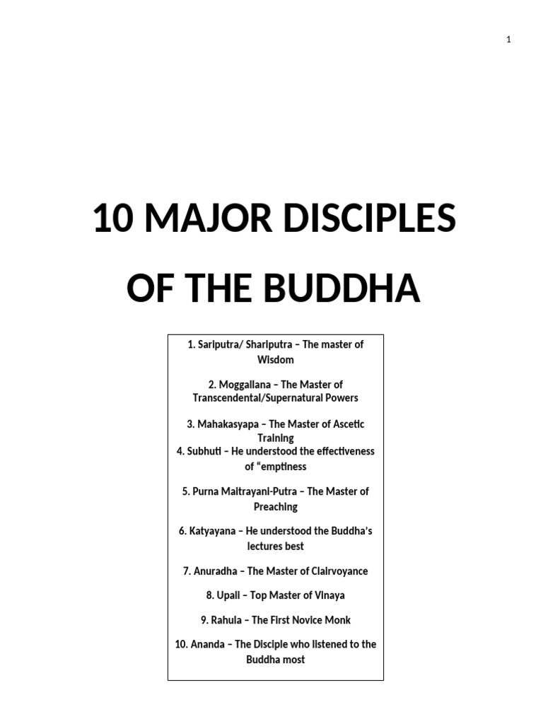 10 Major Disciples of The Buddha | PDF | Gautama Buddha | Buddhist ...