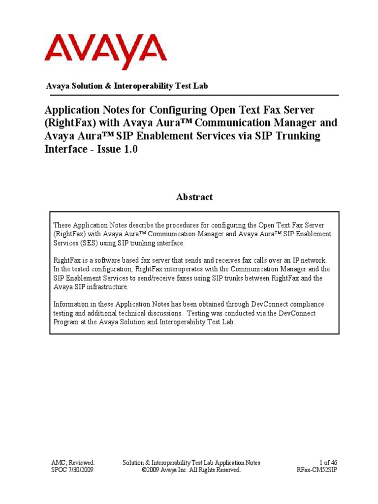 Rightfax Avaya With SIP | PDF | Session Initiation Protocol | Ip Address