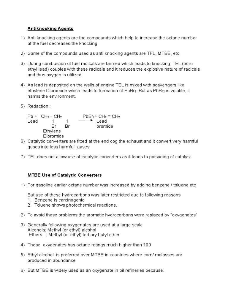 Antiknocking Agents | PDF | Gasoline | Ethanol