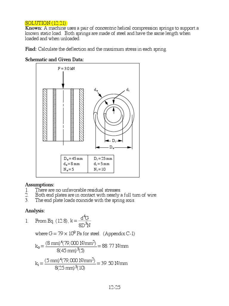 Calculate Deflection and Stress in Concentric Helical Compression ...