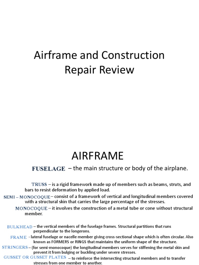 Airframe and Construction Repair Review | PDF