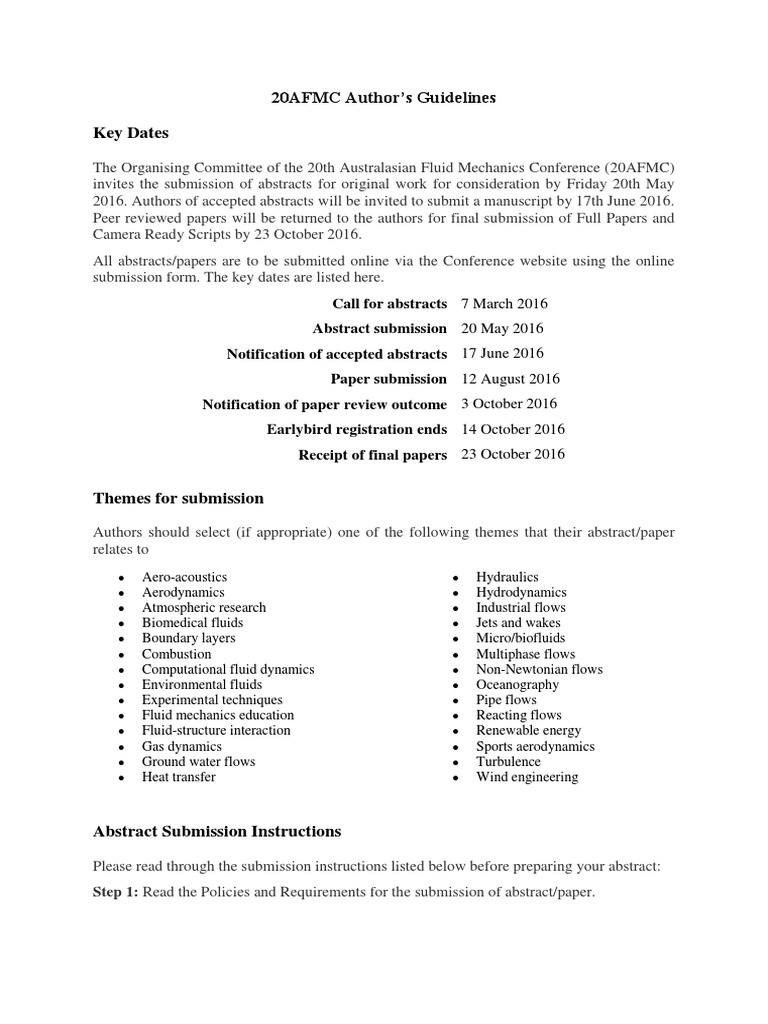 AFMC Guidelines For Abstract Paper Presentation | PDF | Abstract ...
