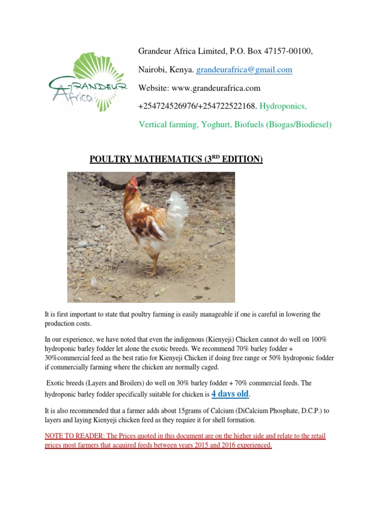 Poultry Mathematics, 3rd Edition | PDF | Fodder | Chicken