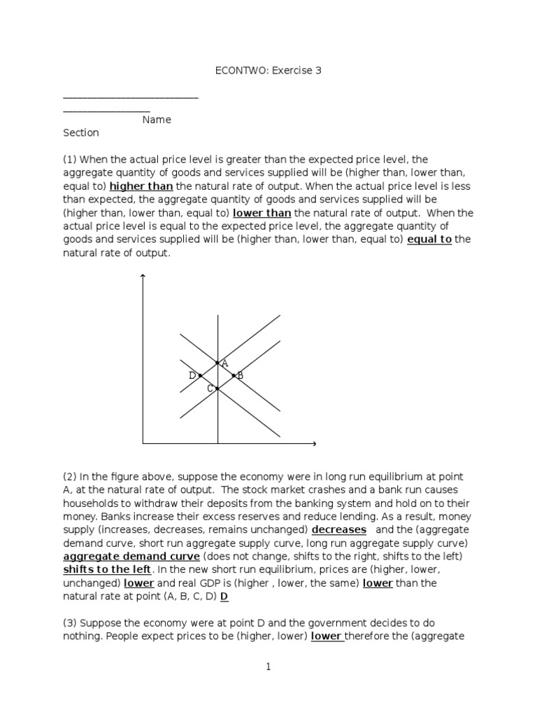 Exercise 3 Answers | Supply And Demand | Economic Equilibrium