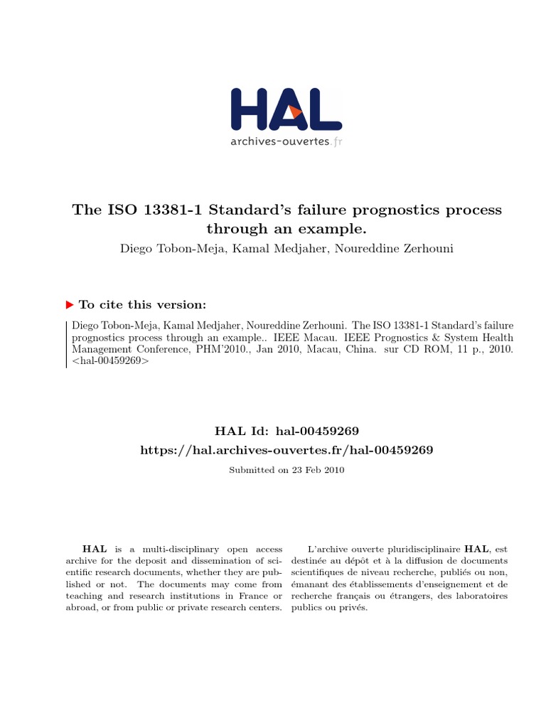 The ISO 13381-1 Standard's Failure Prognostics Process Through An ...