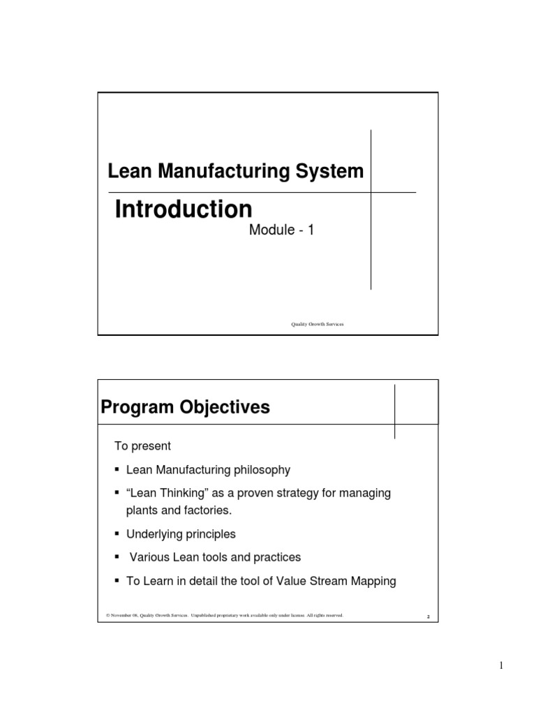 Lean Manufacturing System: Program Objectives | PDF | Mass Production ...