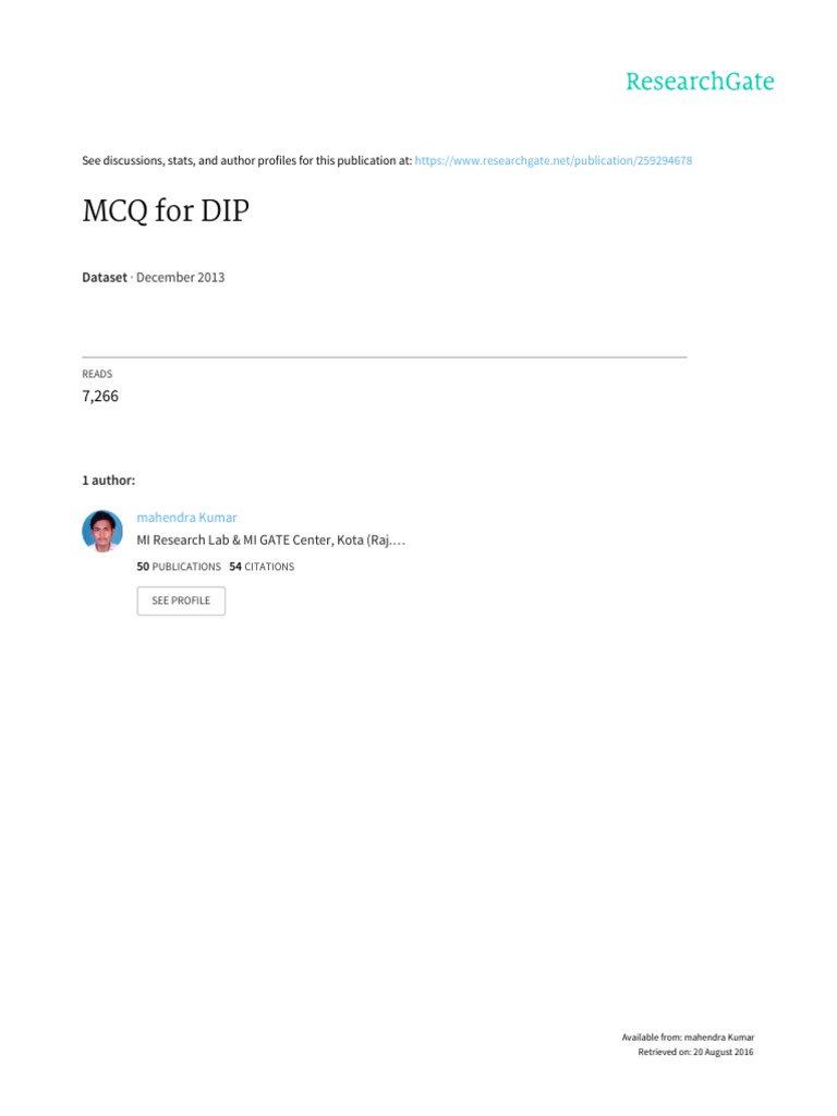 MCQ For DIP | PDF | Magenta | Rgb Color Model