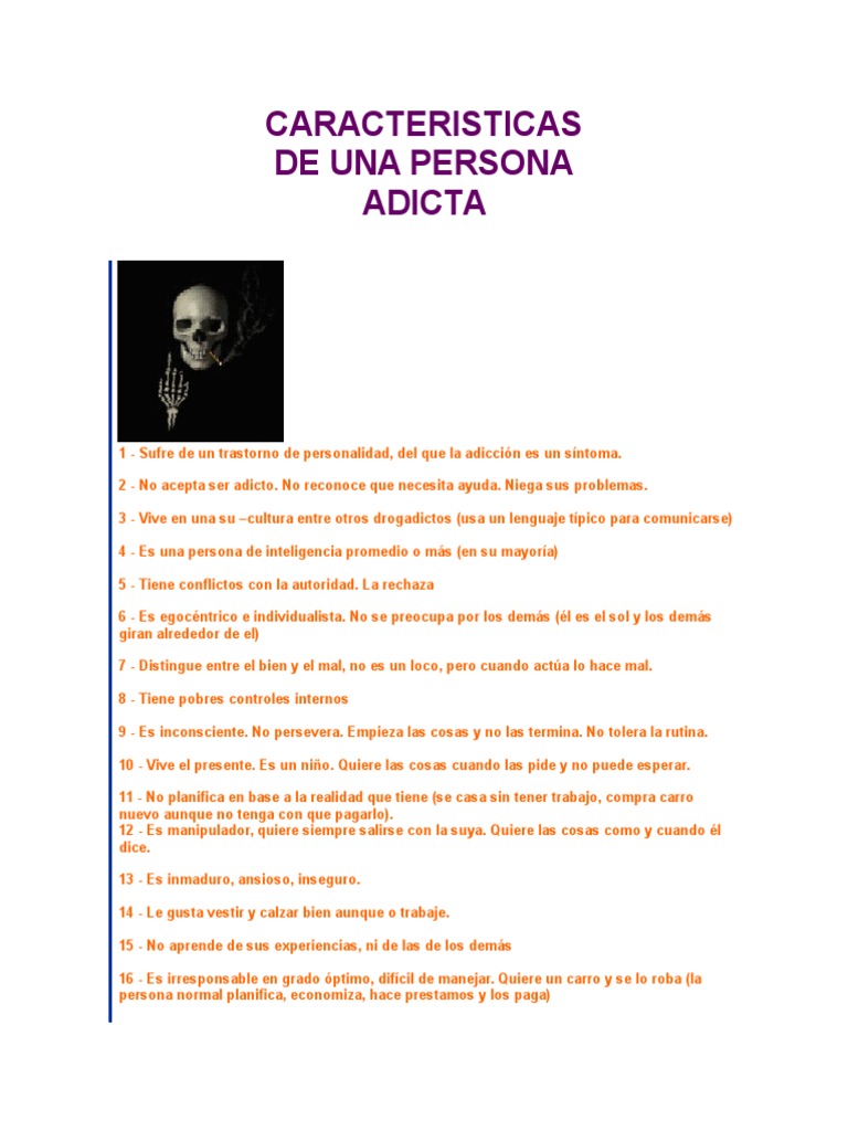 Caracteristicas de Una Persona Adicta | PDF | La dependencia de ...