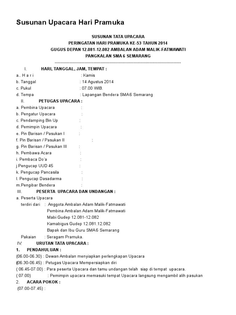 Pramuka Penegak - Susunan Upacara Hari Pramuka | PDF