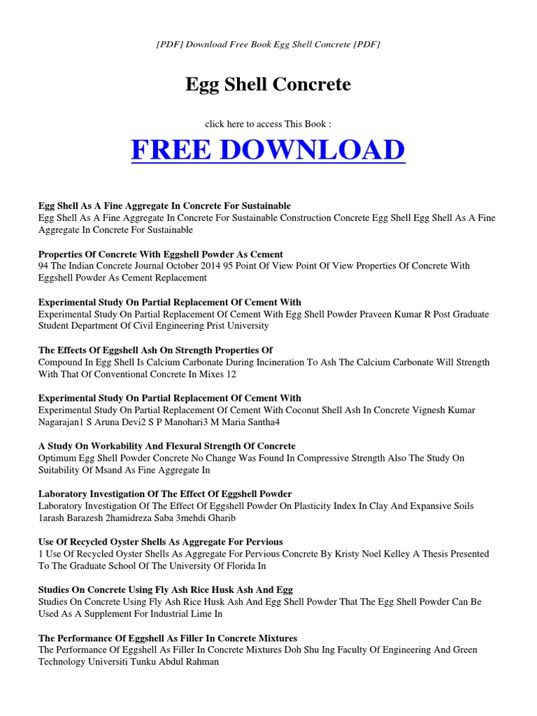 Egg Shell Concrete PDF | PDF | Fly Ash | Concrete