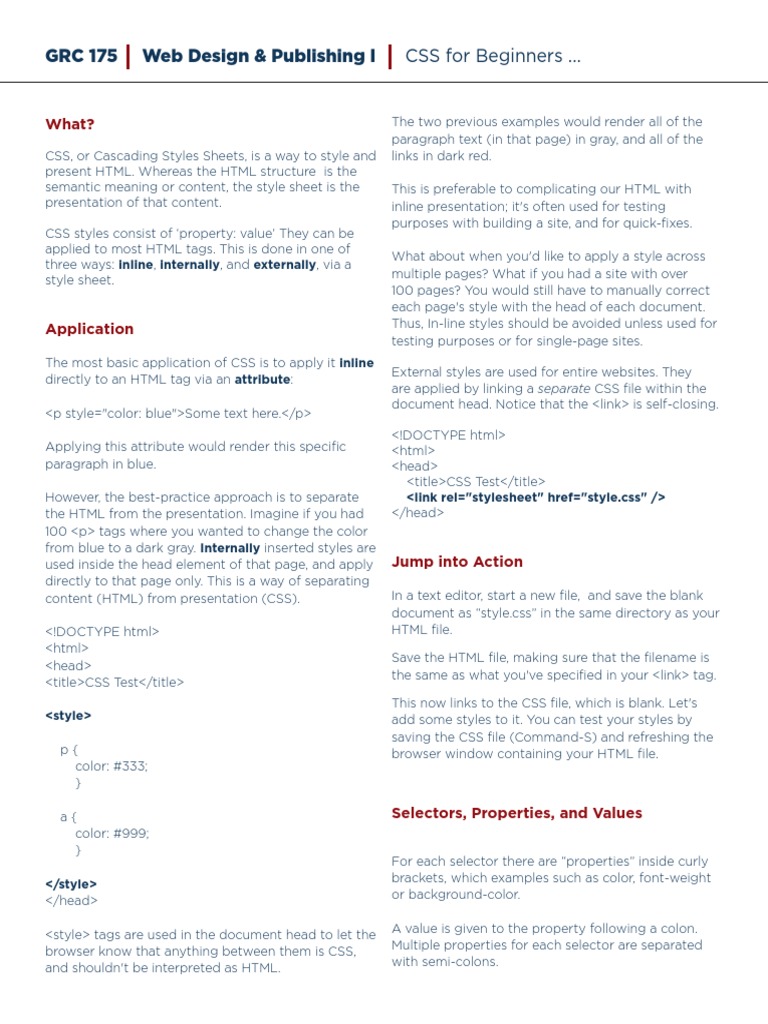 CSS For Beginners | PDF | Cascading Style Sheets | Html