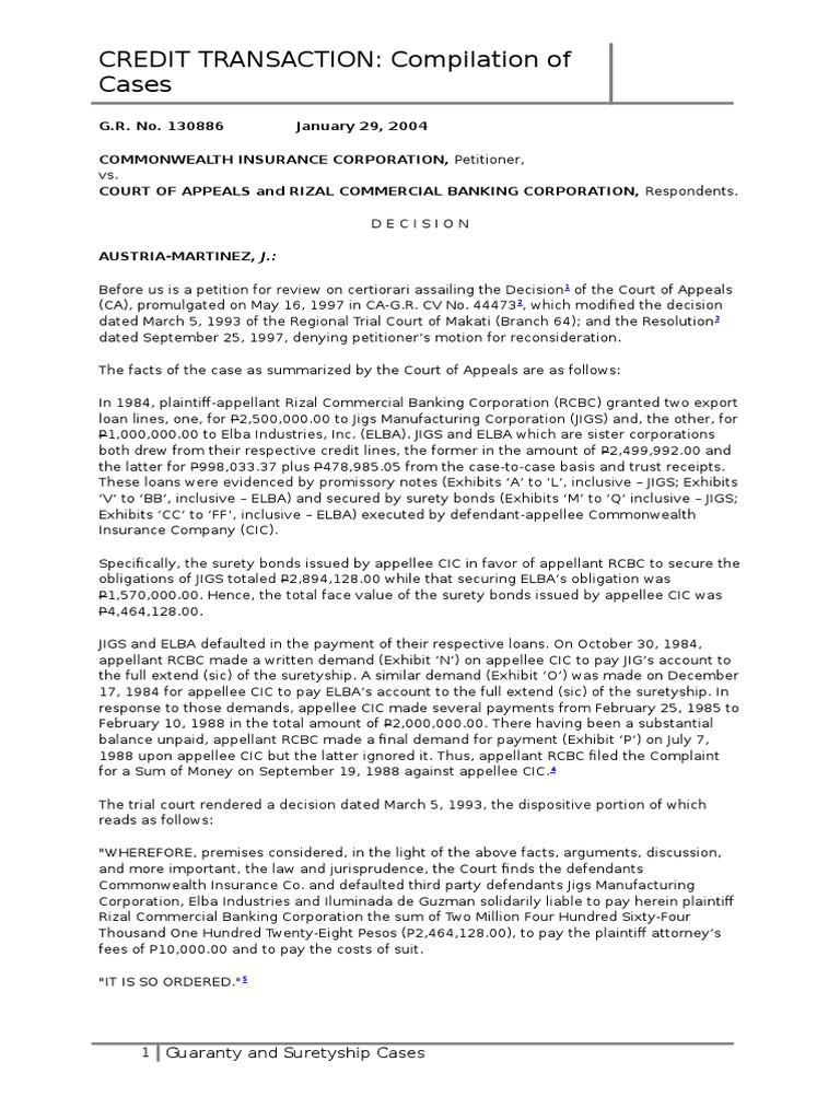 Guaranty and Surety | PDF | Guarantee | Surety Bond