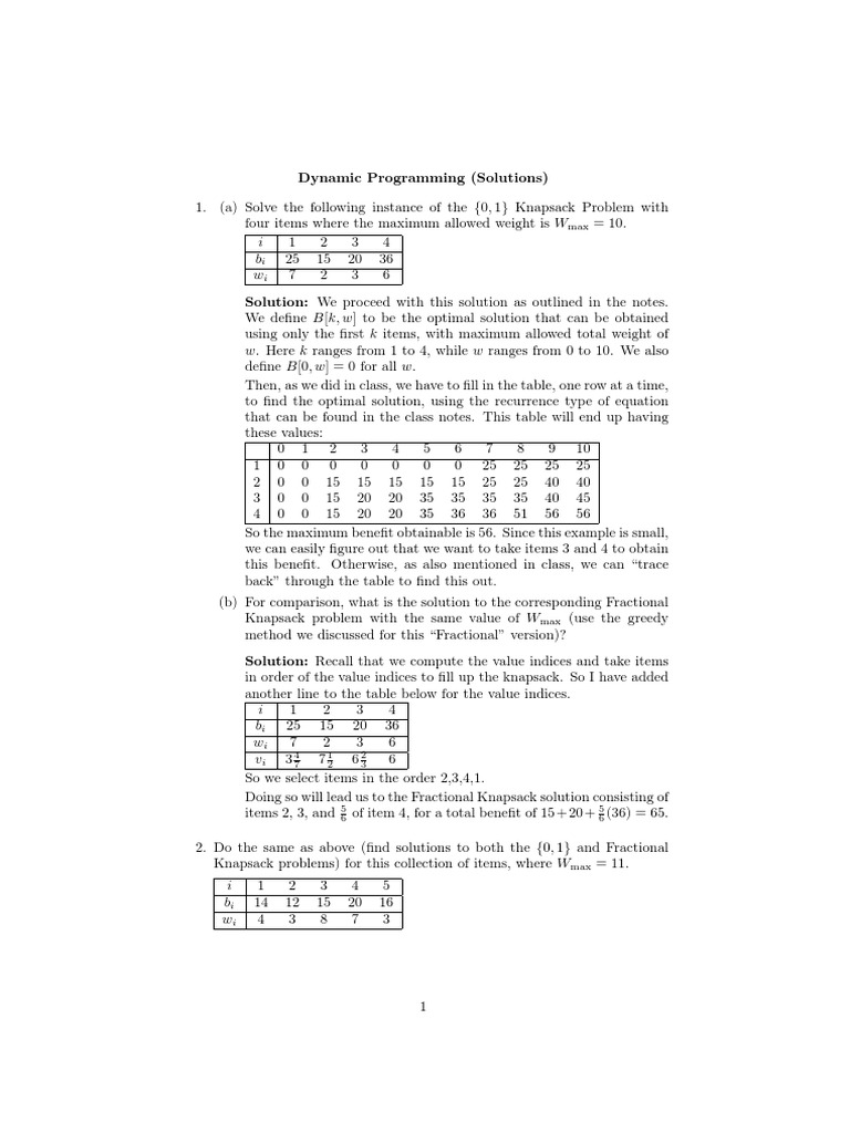 Dynamic Programming Exercises Solution Pdf Dynamic Programming Hierarchy