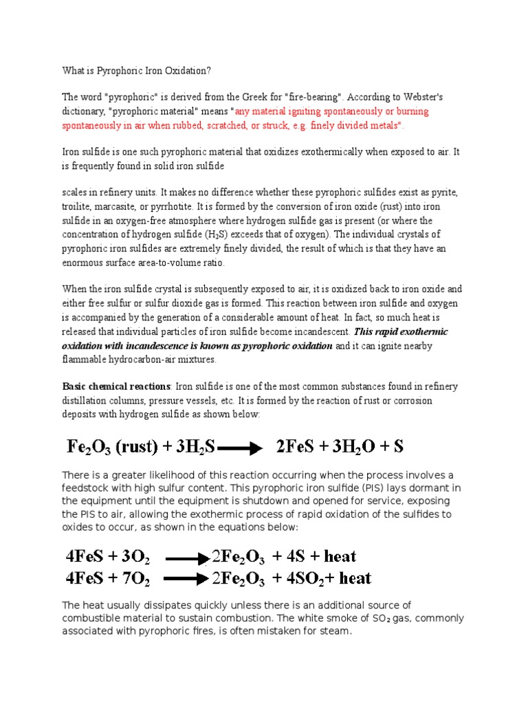 What is Pyrophoric Iron Oxidation | Sulfide | Iron