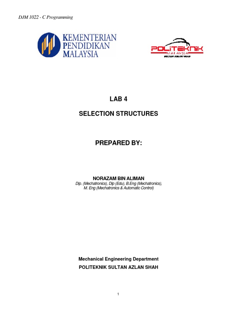 Lab 4 Selection 0 PDF | PDF | Control Flow | C (Programming Language)
