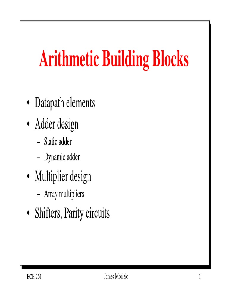 Arithmetic Building Blocks: - Datapath Elements - Adder Design | PDF ...