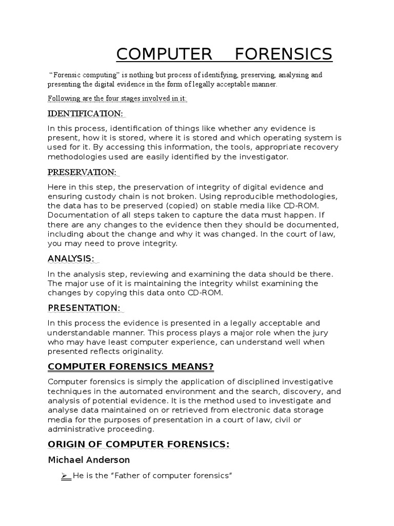 computer forensics | Computer Forensics | Computing