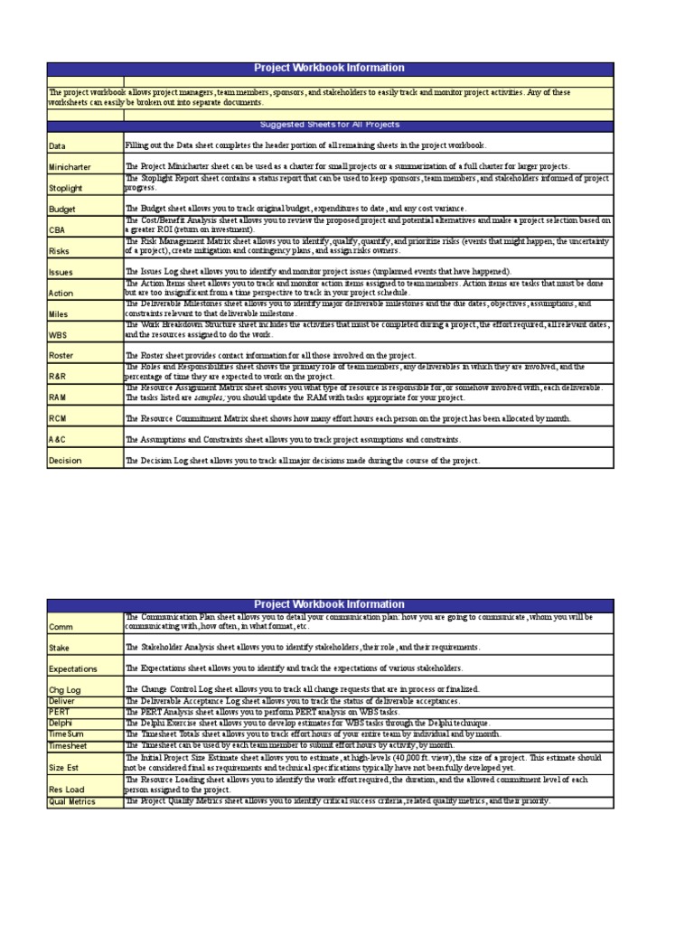Comprehensive Project Workbook Guide | PDF | Business | Finance & Money ...