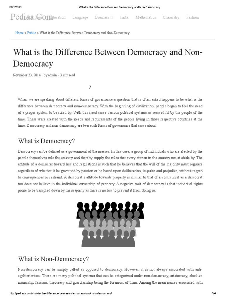 Democratic vs. Non Democratic System | PDF | Democracy | Political ...