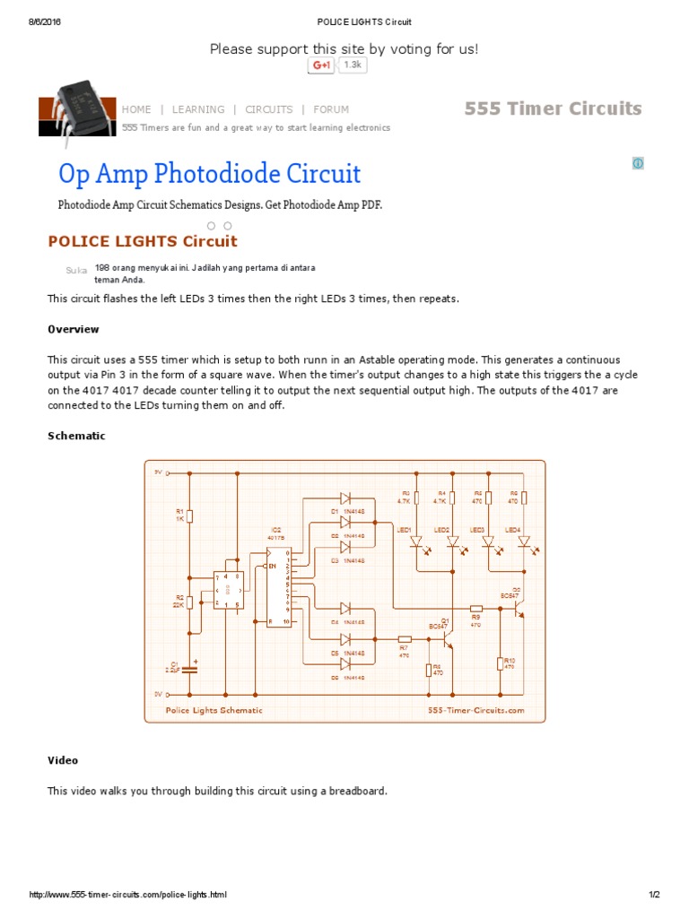 Op Amp Photodiode Circuit: 555 Timer Circuits | PDF