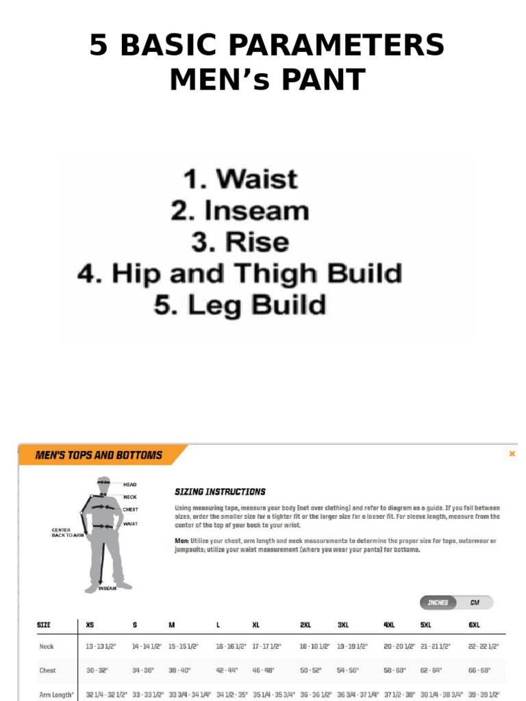 5 Basic Parameters Men'S Pant | PDF