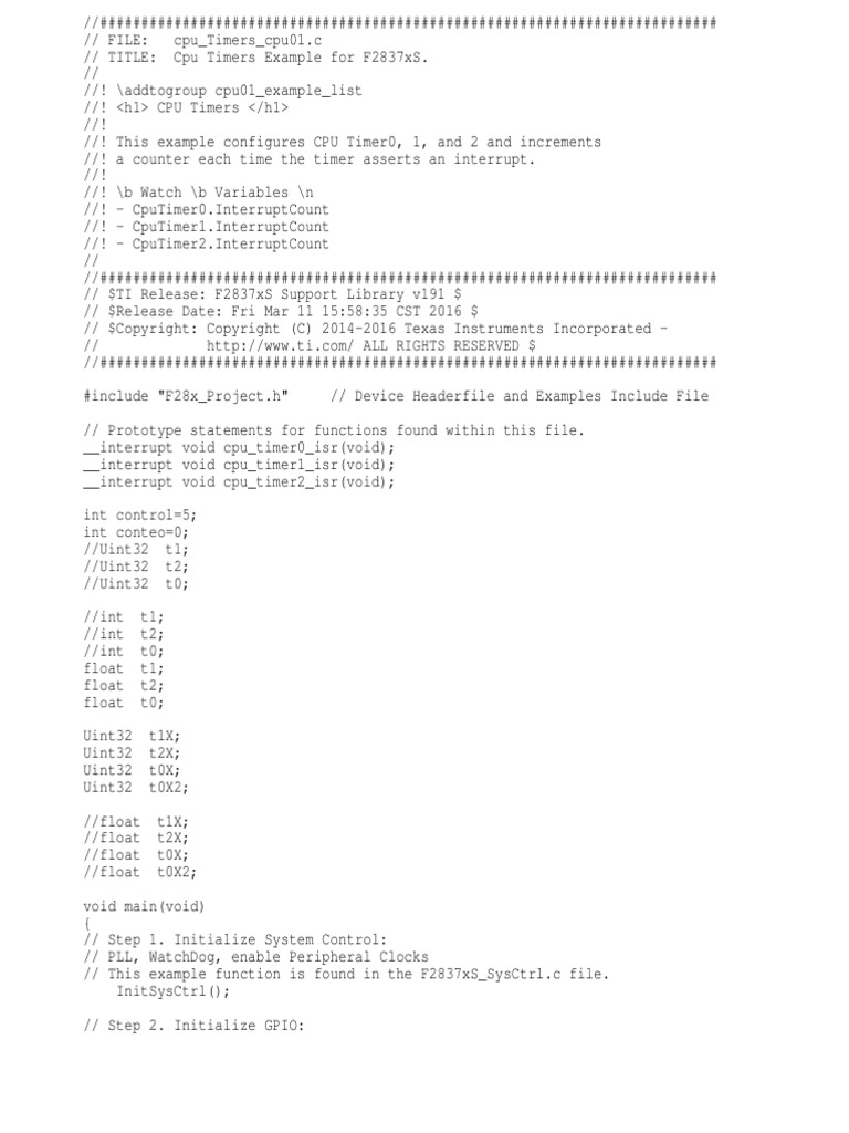 Prueba Ccs Timers F28377S | PDF | Electronic Engineering | Computer ...
