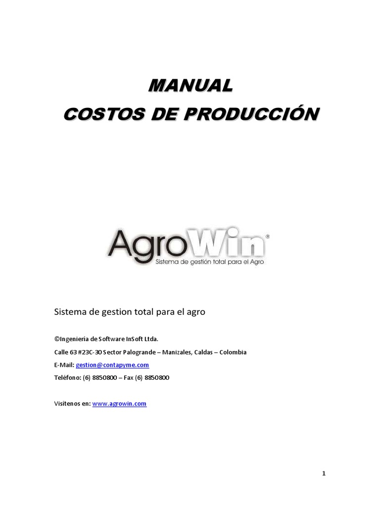 Manual Costos Agropecuarios | PDF | Depreciación | Costo