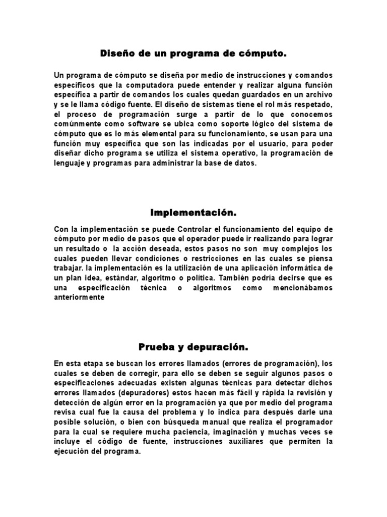 Diseño de Un Programa de Cómputo | PDF | Programa de computadora | Programación