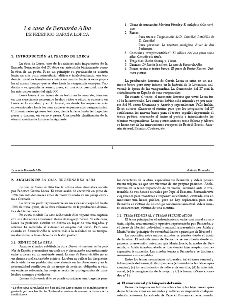 Estudio de La Casa de Bernarda Alba | PDF