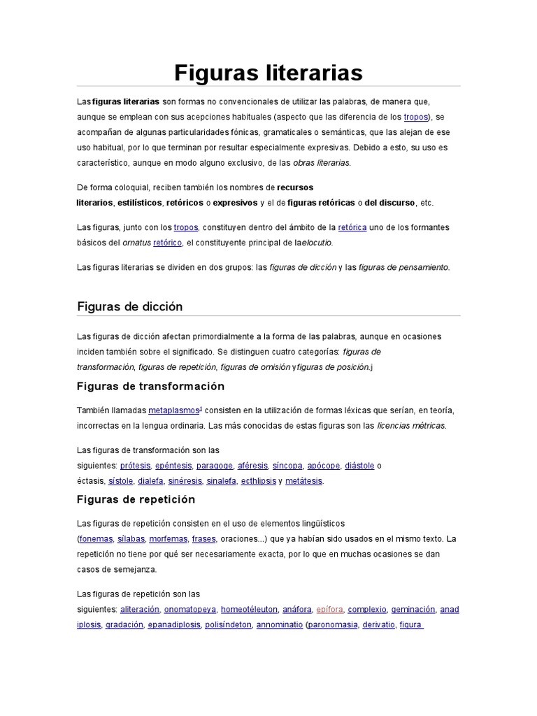 Figuras Literarias: Tipos y Ejemplos | PDF | Alegoría | Tecnicas literarias