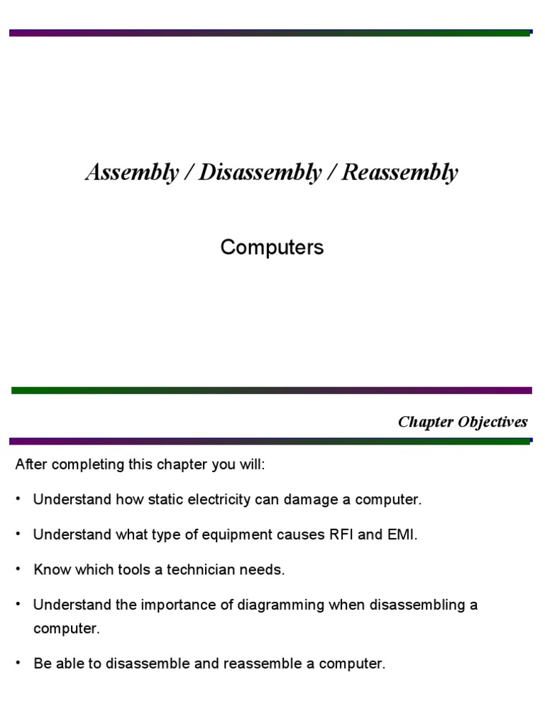 Assembly / Disassembly / Reassembly: Computers | PDF | Electrostatic ...