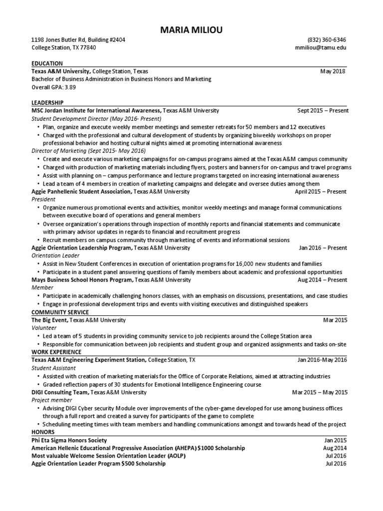 Maria Miliou Resume | PDF | Marketing | Behavior Modification