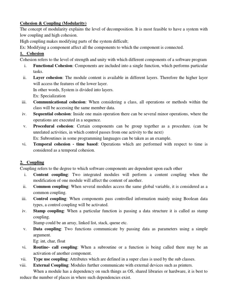 Coupling & Cohesion | PDF | Subroutine | Modular Programming