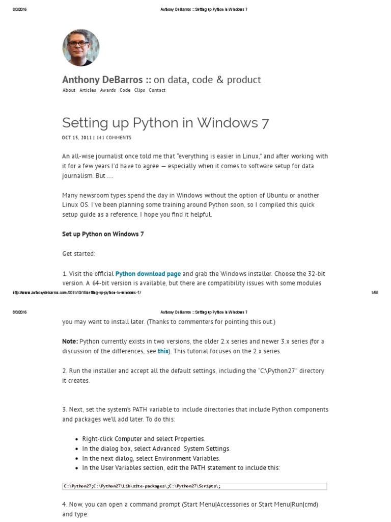Setting Up Python in Windows 7 | PDF | Command Line Interface | Python ...