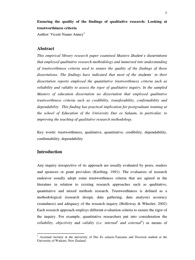 Ensuring The Quality of The Findings of Qualitative Research | PDF ...