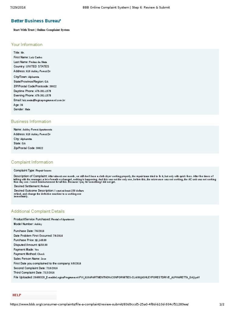 Your Information: Better Business Bureau | PDF | Complaint | Business