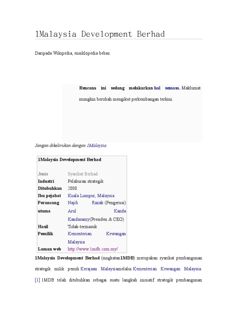 1malaysia Development Berhad | PDF