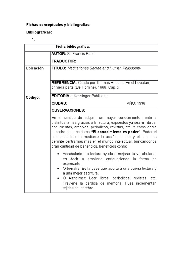 Fichas Conceptuales y Bibliografías | PDF | Lectura (proceso) | Don Quijote