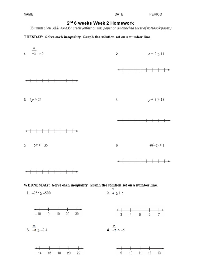 2nd Six Weeks HW Week 2 | PDF