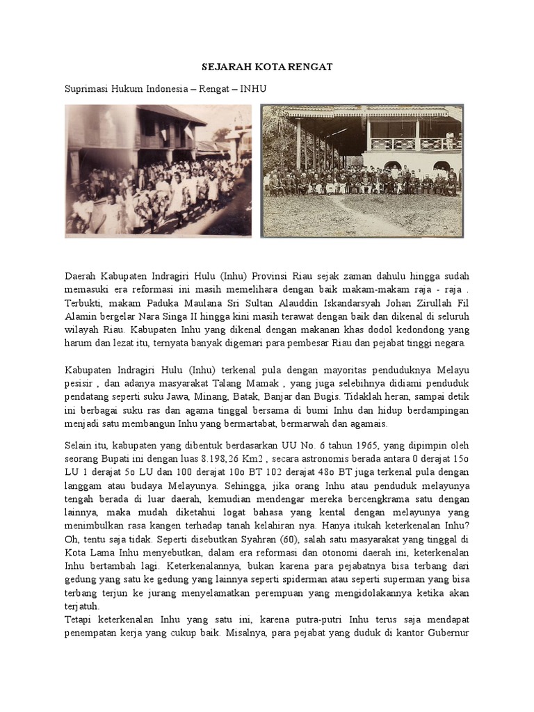 Sejarah Kota Rengat | PDF | Sejarah