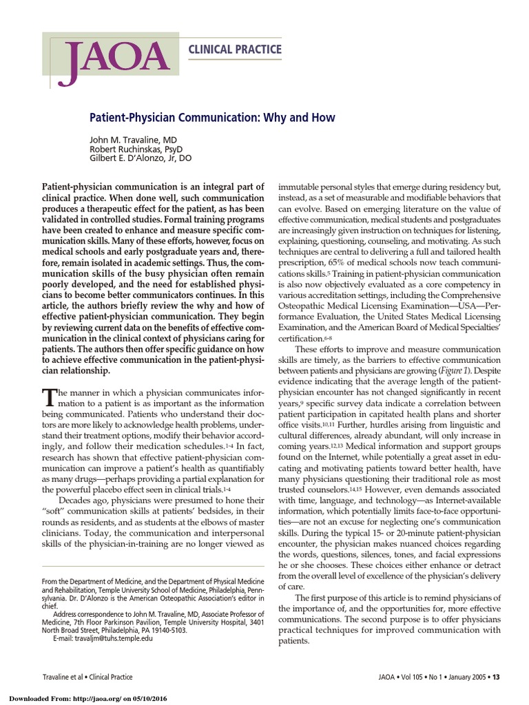 Patient Physician Communication Why and How | PDF