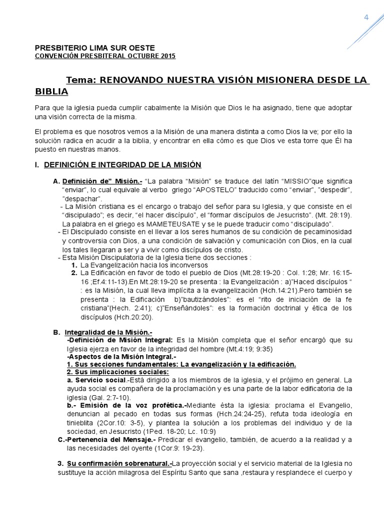 Renovando Nuestra Visión Misionera Desde La Biblia | PDF ...