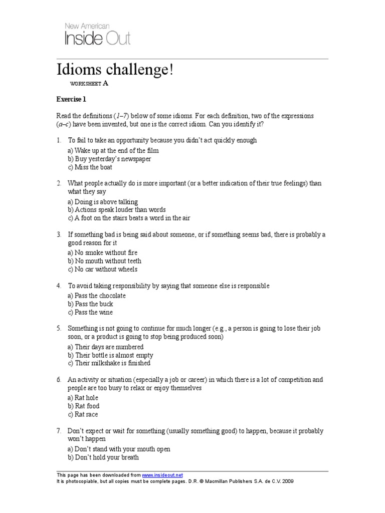 NAIO403 Idioms Challenge | PDF | Idiom