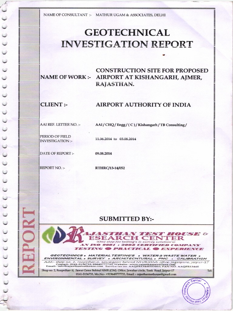 Geotechnical Investigation Report | PDF | Business Geotechnical Investigation Report | PDF | Business
