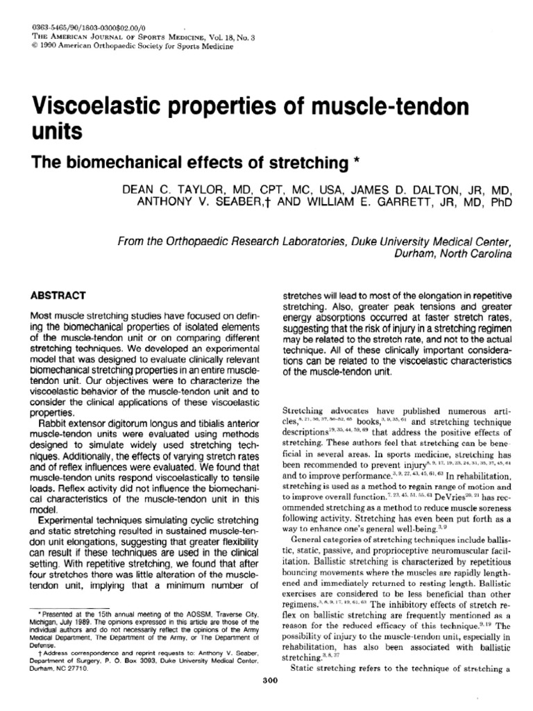 Taylor 1990 - Viscoelastic Properties of Muscle-Tendon Unit | PDF