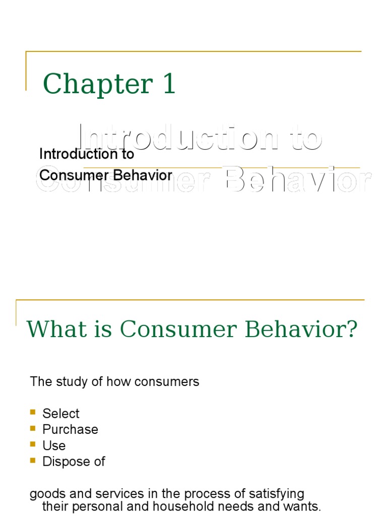 Introduction To Consumer Behaviour | PDF | Consumer Behaviour | Behavior