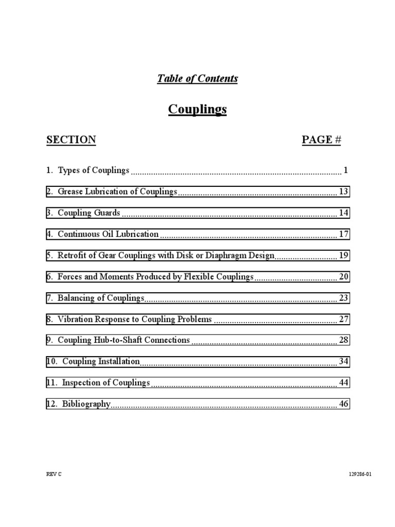 Couplings: Section Page # | PDF | Gear | Motor Oil