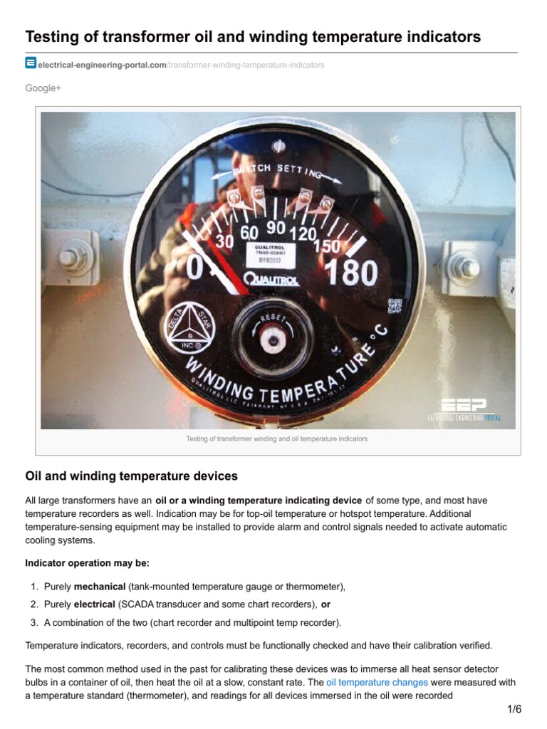 Transformer Temperature Indicator Testing | PDF | Thermometer | Transformer