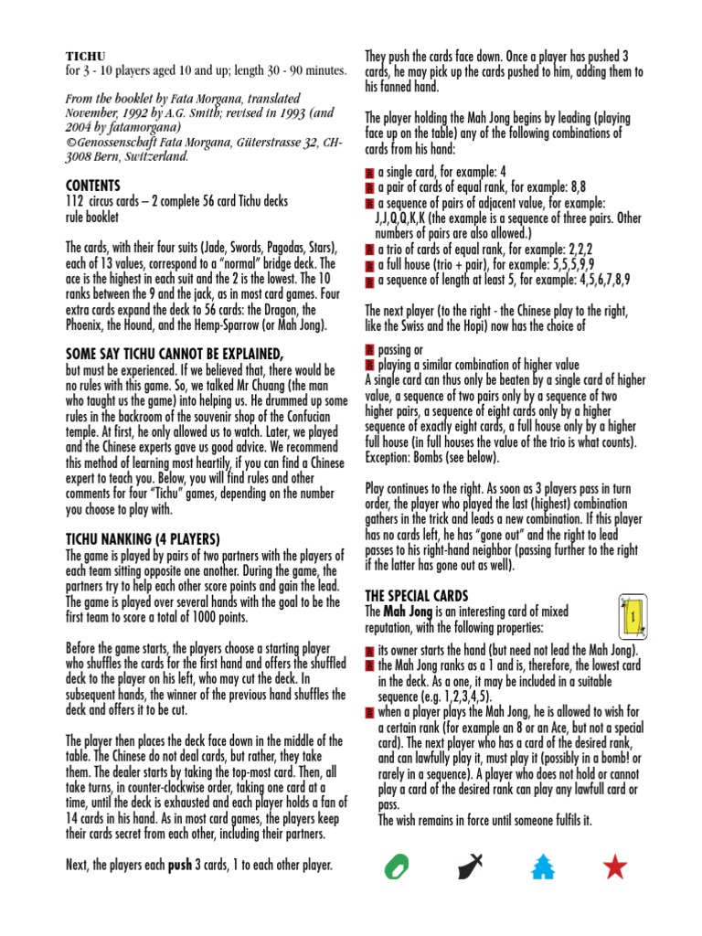 Tichu Rules | PDF | Gambling | Games Of Chance