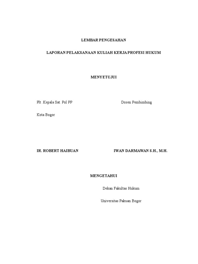 Lembar Pengesahan KKL | PDF